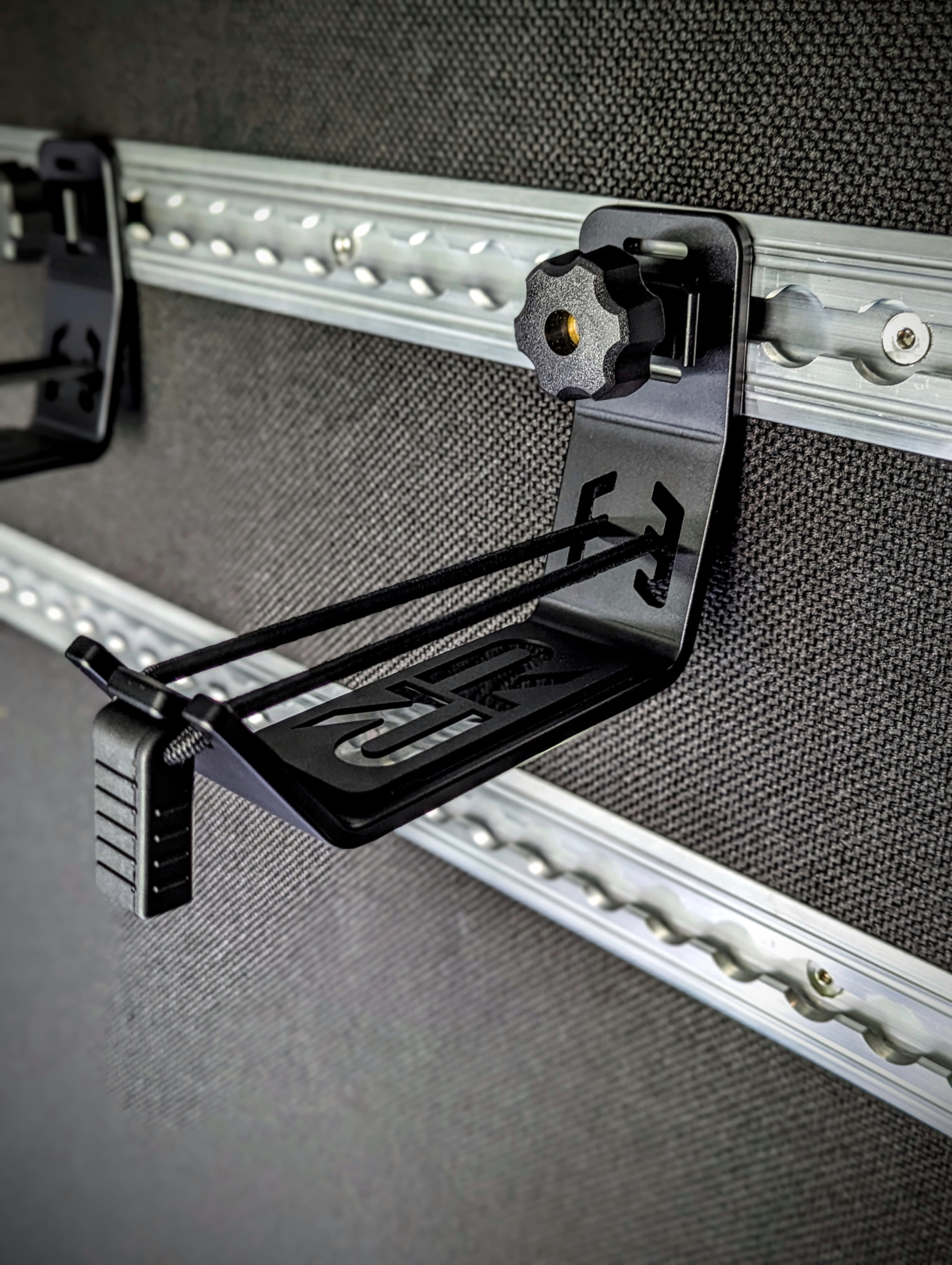 L-Track Helmet Mount & Gear Hook for Vans and Trailers